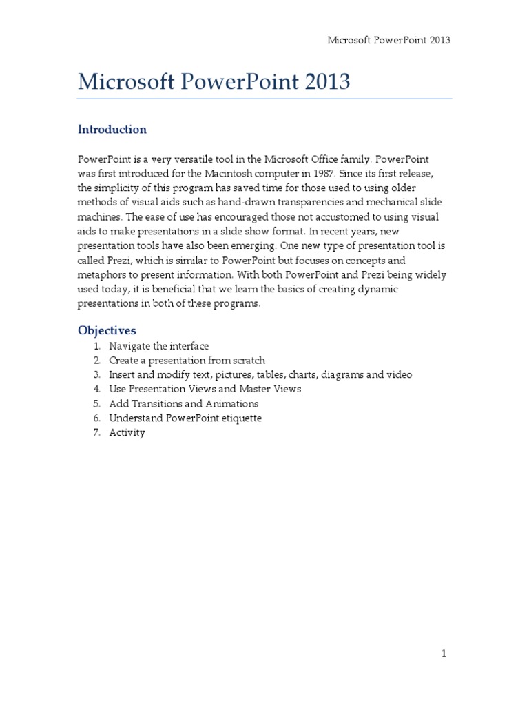 PowerPoint 2013 User Guide | PDF | Spreadsheet | Microsoft Power Point