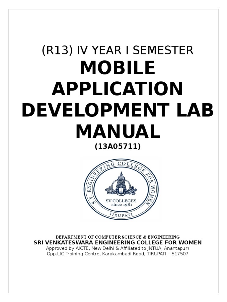 Mobile Application Development Lab Manual: (R13) Iv Year I Semester ...
