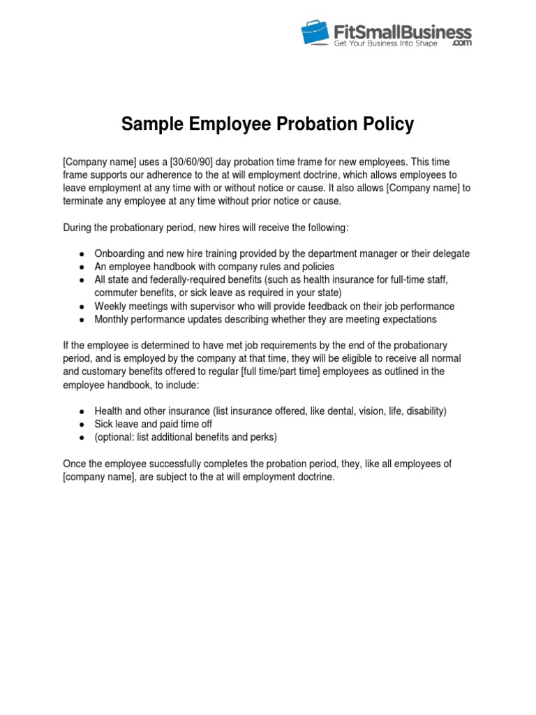 Sample Employee Probation Policy | PDF | Finance & Money Management