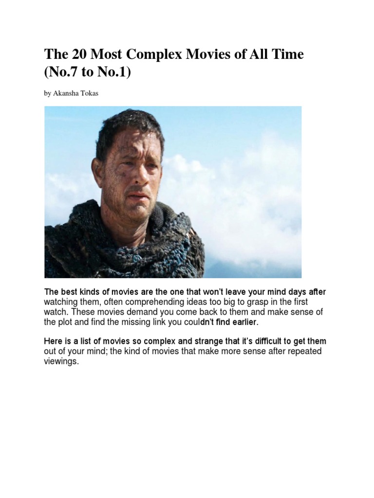 The 20 Most Complex Movies of All Time-1 | Download Free PDF | Leisure