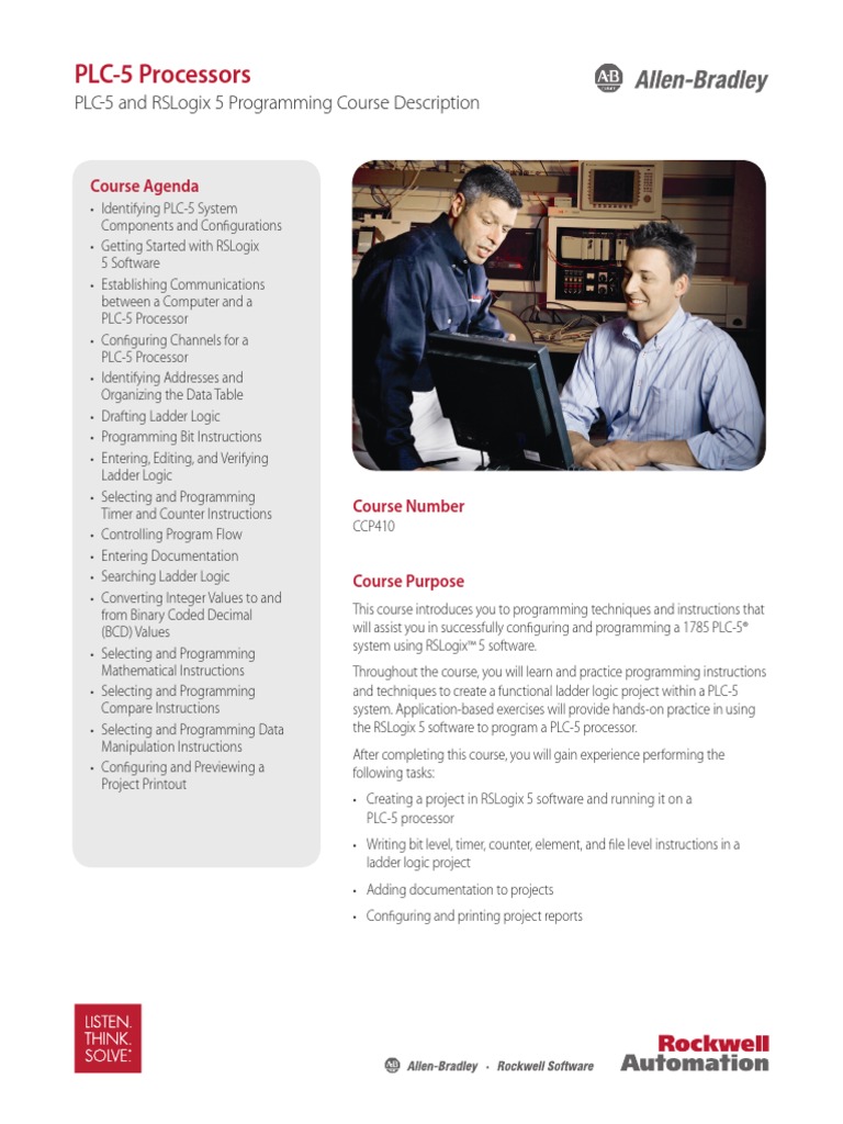 Plc-5 Processors: Plc-5 and Rslogix 5 Programming Course Description ...