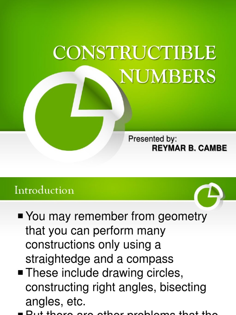 Constructible Numbers by Reymar Cambe | PDF | Circle | Abstract Algebra