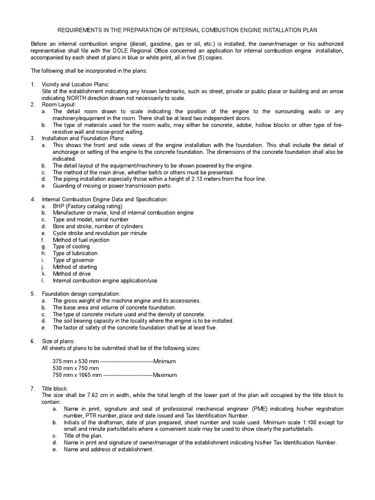 Requirements in The Preparation of Internal Combustion Engine ...