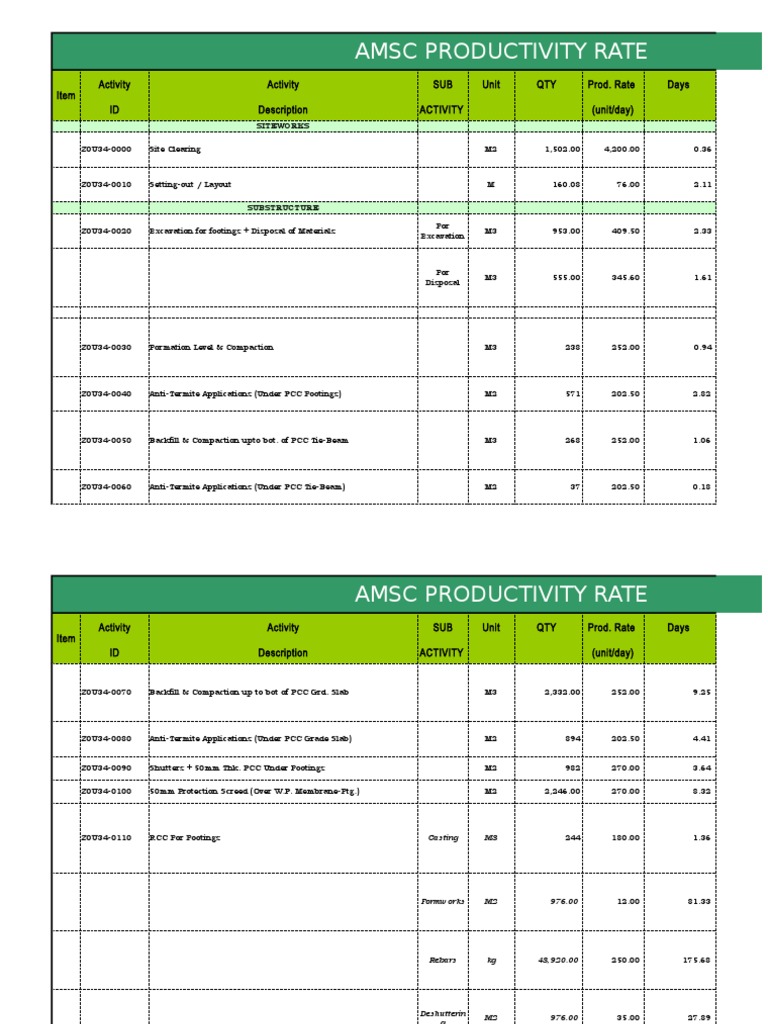 AMSC Productivity | PDF | Plaster | Building Materials