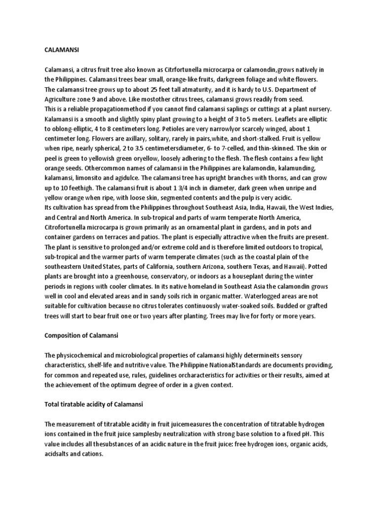 CALAMANSI | PDF | Horticulture And Gardening | Plants