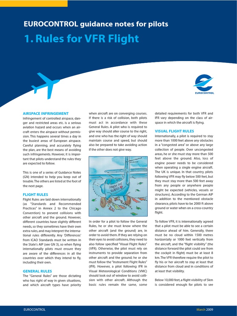 Rules For VFR Flight: EUROCONTROL Guidance Notes For Pilots | PDF ...
