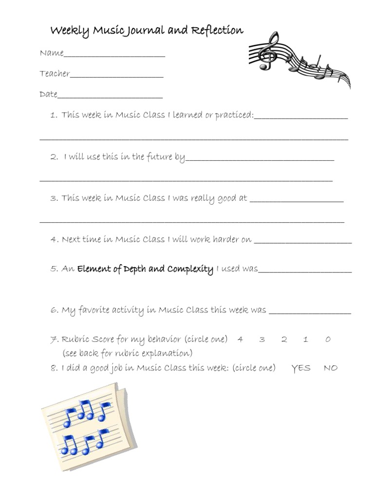 Ms-Hs Weekly Music Journal | PDF