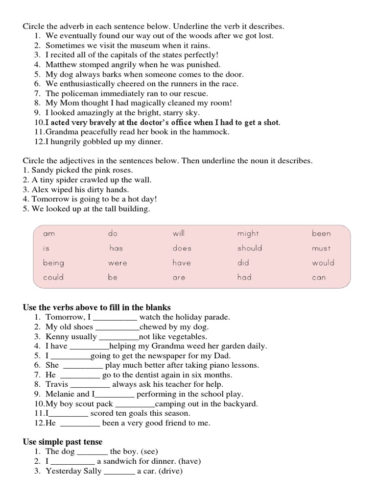 Use The Verbs Above To Fill in The Blanks | PDF