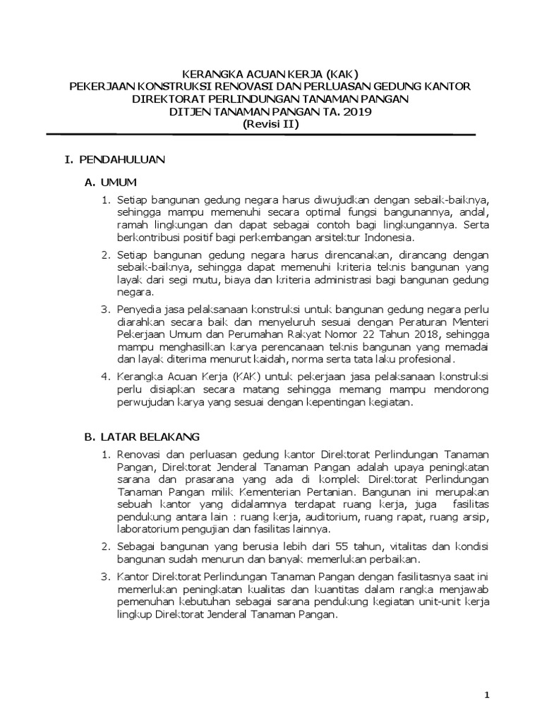 KAK Konstruksi 2019 PDF | PDF | Teknologi & Rekayasa