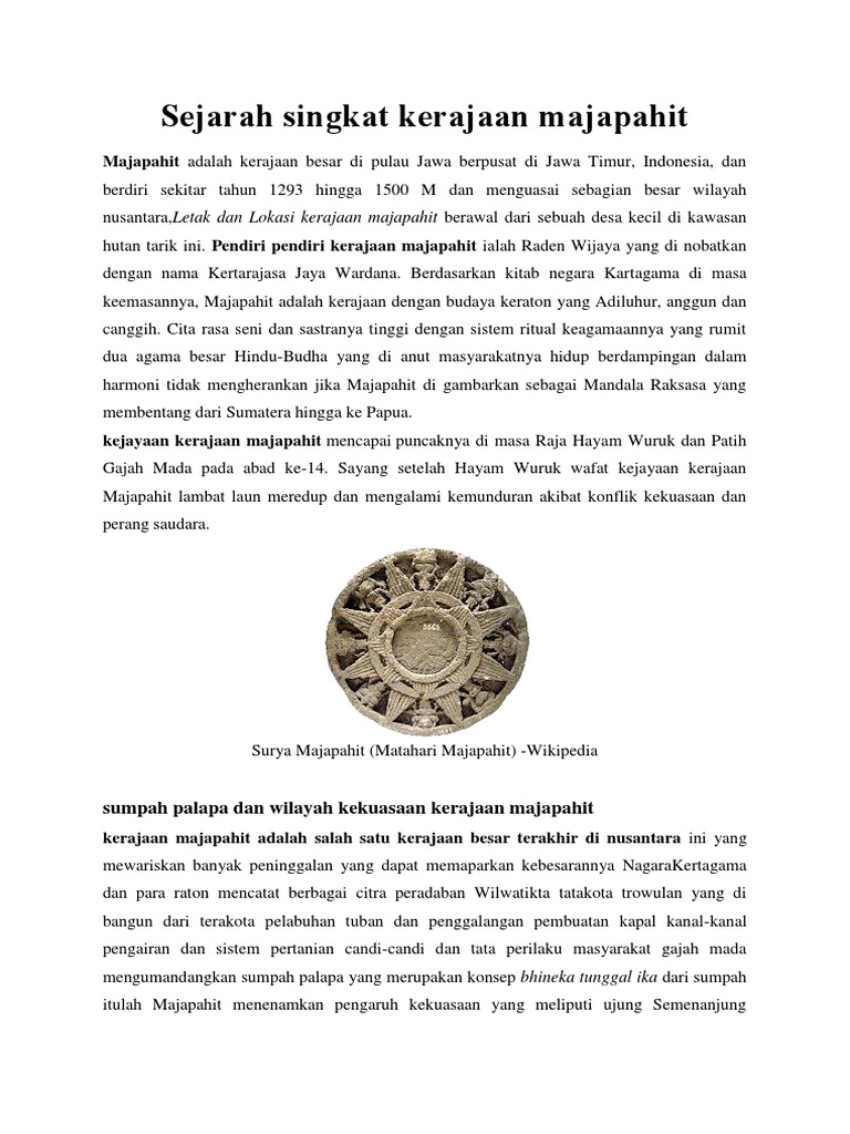 Sejarah Singkat Kerajaan Majapahit | PDF