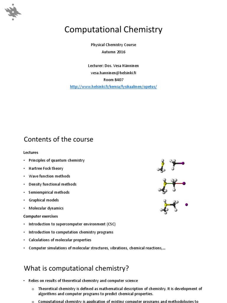 Overview of Computational Chemistry Course | PDF | Computational ...