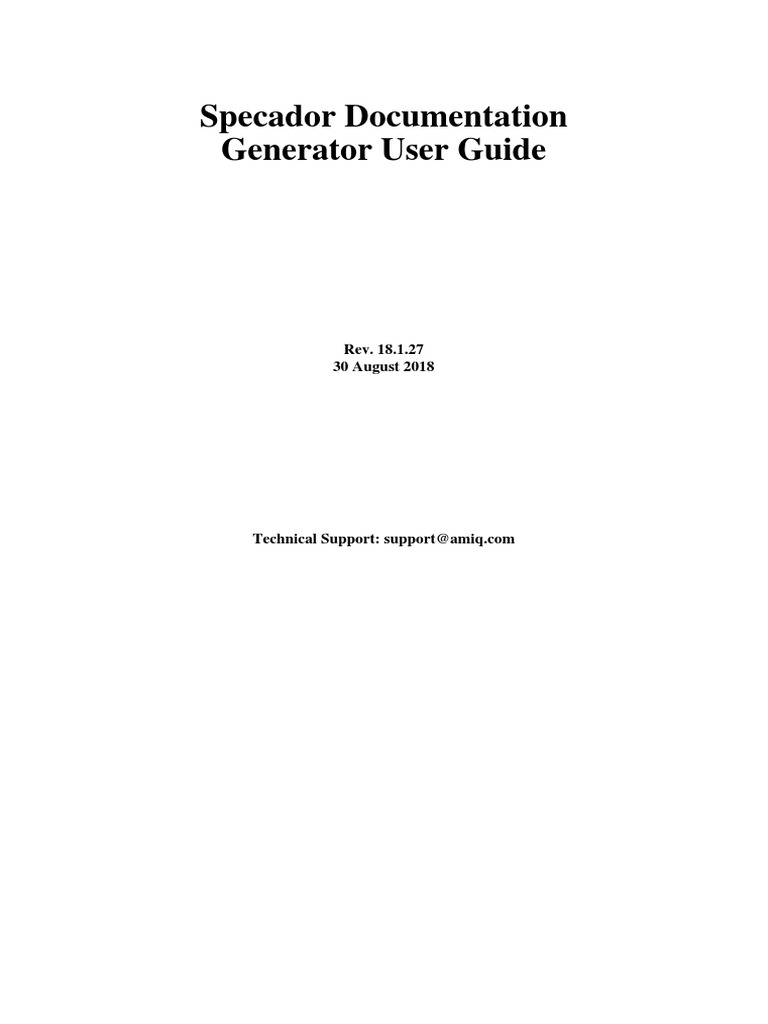 Specador Documentation Generator User Guide | PDF | Compiler | Vhdl