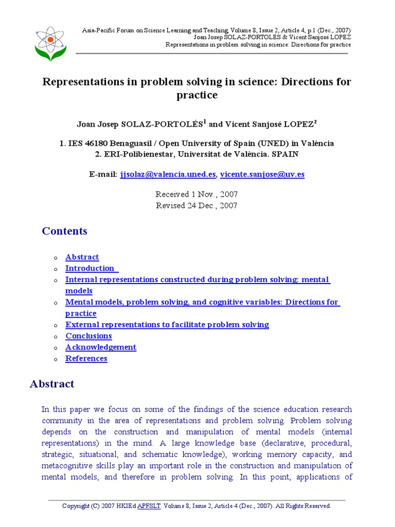 Problem Solvig | PDF | Metacognition | Working Memory