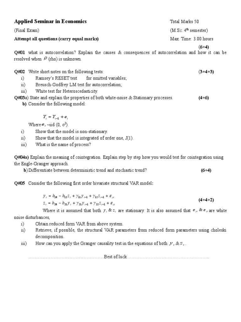 Applied Economics Final Exam | PDF