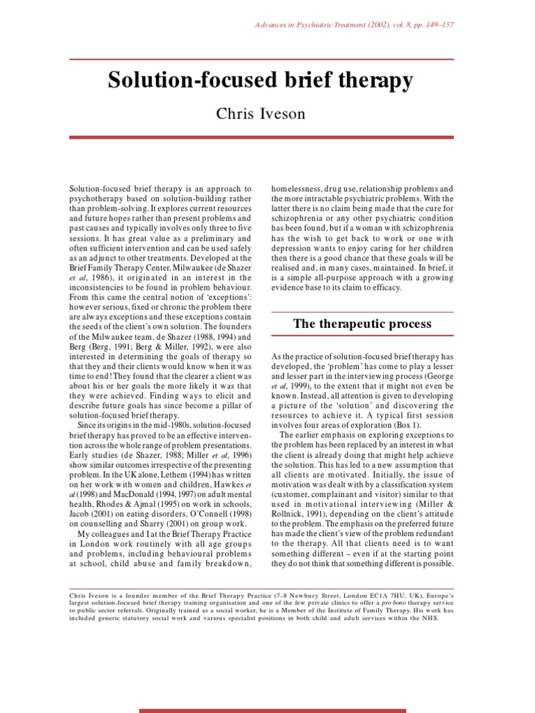 2002 Solution-Focused Brief Therapy | PDF | Therapy | Psychotherapy