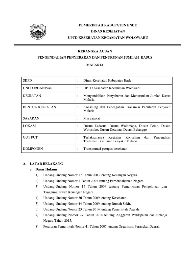 TOR MBS Malaria Juli 2015 | PDF