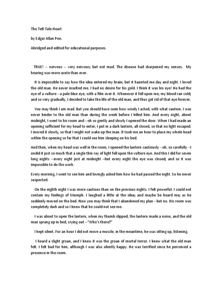 Abridged Tell-Tale Heart for Study | PDF