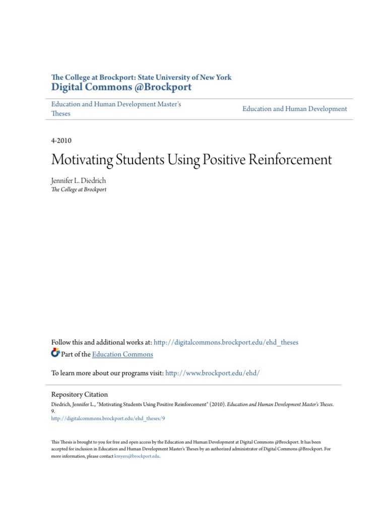Motivating Students Using Positive Reinforcement PDF | PDF | Classroom ...