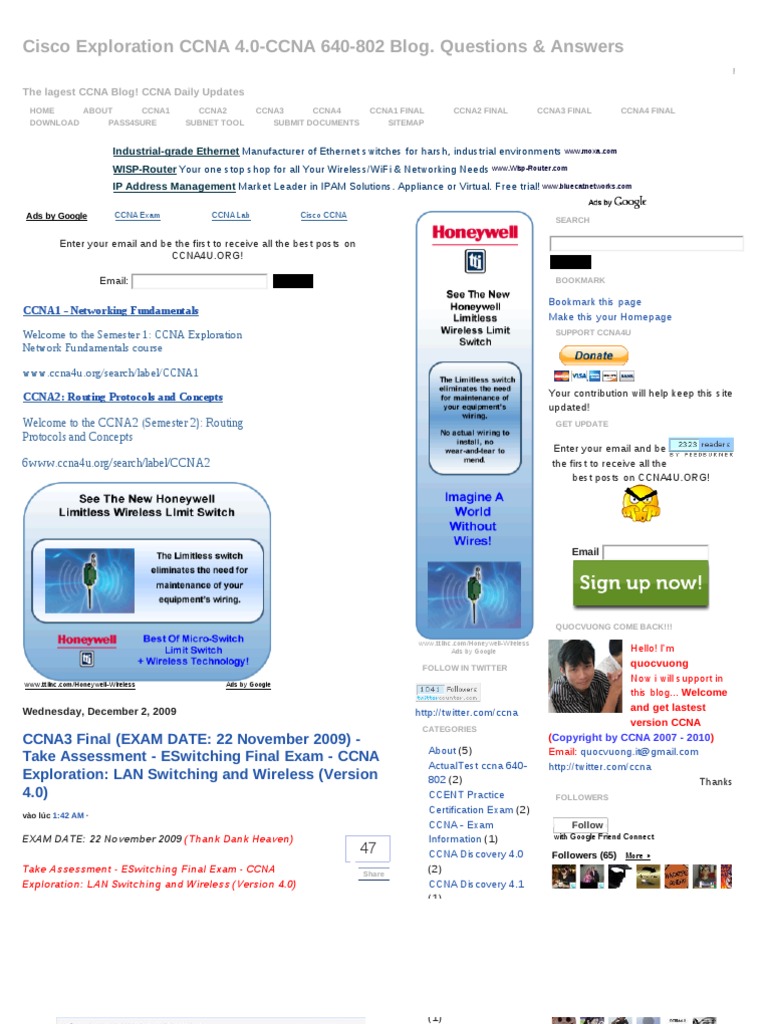 Cisco Exploration CCNA 4.0-CCNA 640-802 Blog. Questions & Answers | PDF | Network Switch | Cisco ...