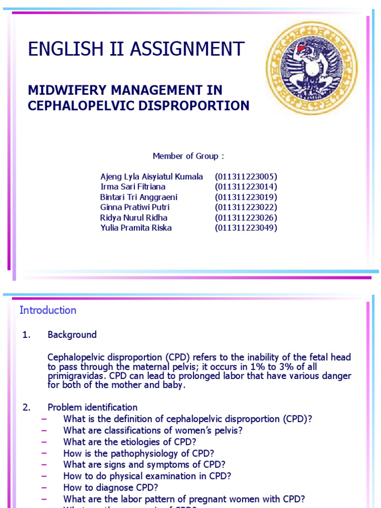 English Ii Assignment: Midwifery Management in Cephalopelvic ...