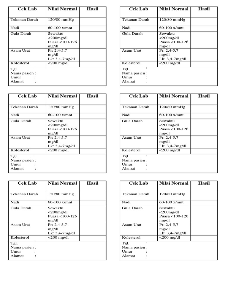 Cek Lab | PDF | Kesehatan Holistik