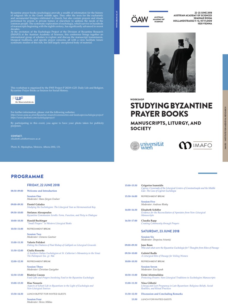 Studying Byzantine Prayer Books: Manuscripts, Liturgy, and Society ...