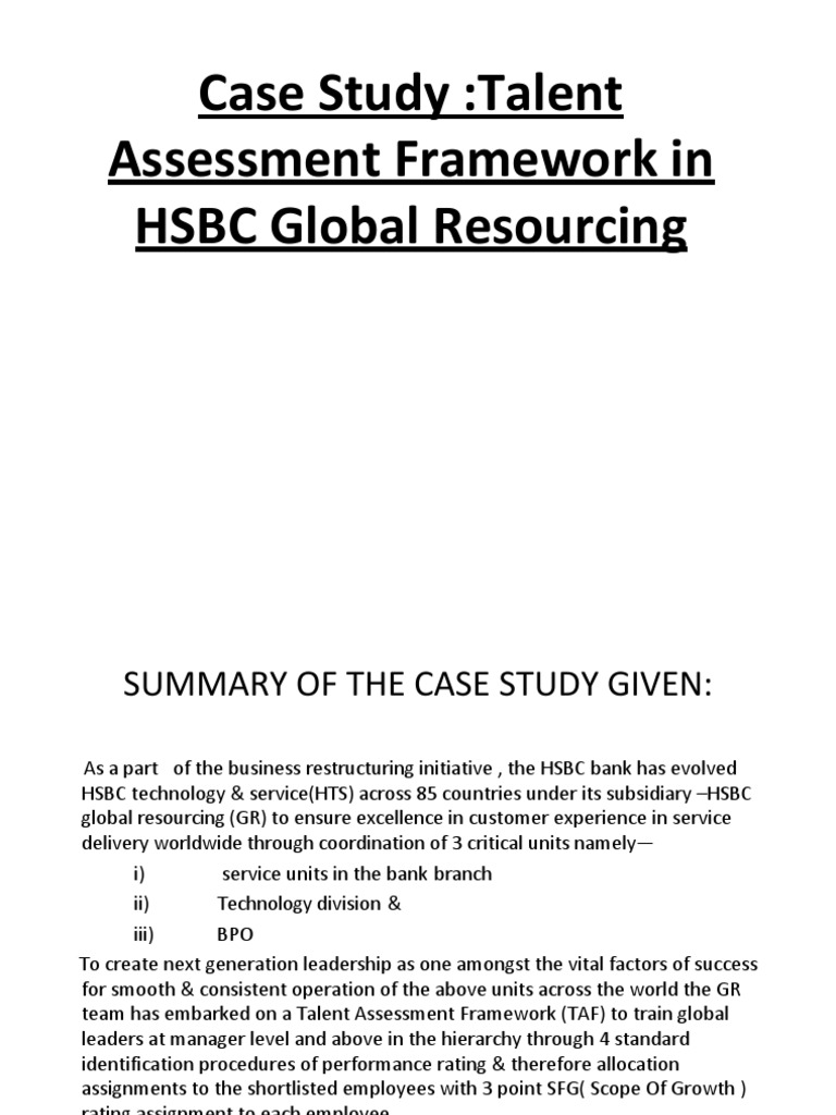 Case Study:Talent Assessment Framework in HSBC Global Resourcing | PDF | Mentorship | Leadership