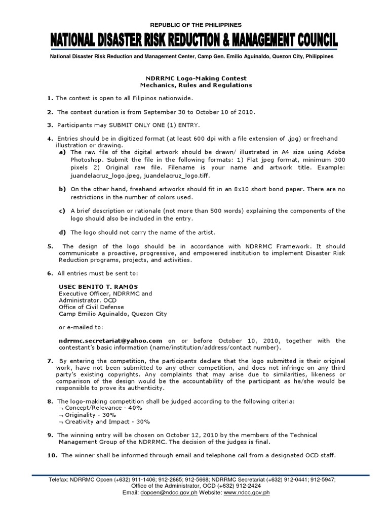 Mechanics NDRRMC Logo-Making Contest | PDF | Raw Image Format | Business