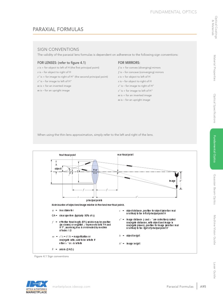 Paraxial FormulasWEB PDF | PDF | Lens (Optics) | Optics