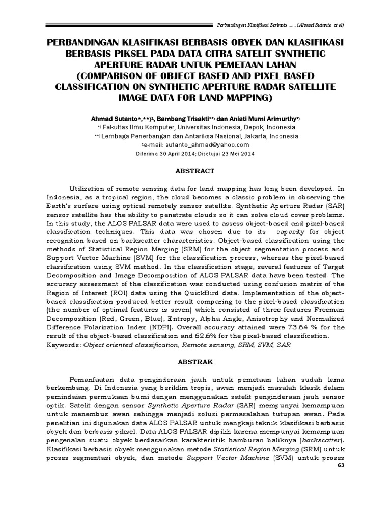 Comparison of Object-Based and Pixel-Based Classification Techniques on ...