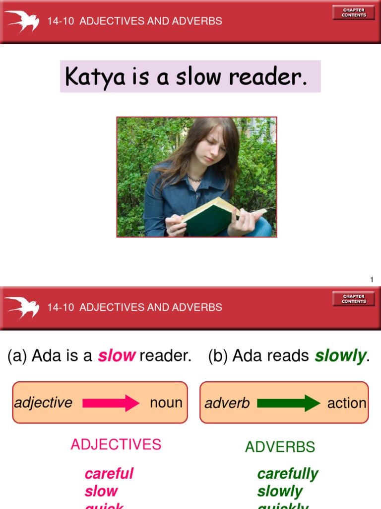 Katya Is A Slow Reader.: 14-10 Adjectives and Adverbs | PDF | Adverb ...