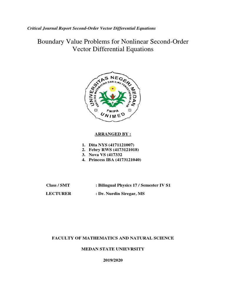 Boundary Value Problems For Nonlinear Second-Order Vector Differential Equations | Download Free ...