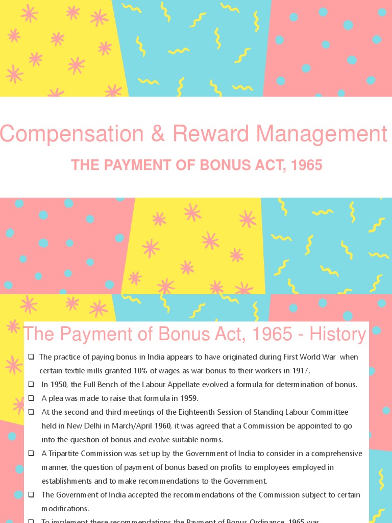 Compensation & Reward Management: The Payment of Bonus Act, 1965 | PDF ...