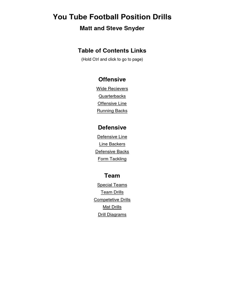 Youtube Drill Manual | PDF | American Football | Football Codes