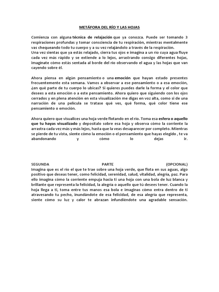 Metáfora Del Río y Las Hojas | PDF