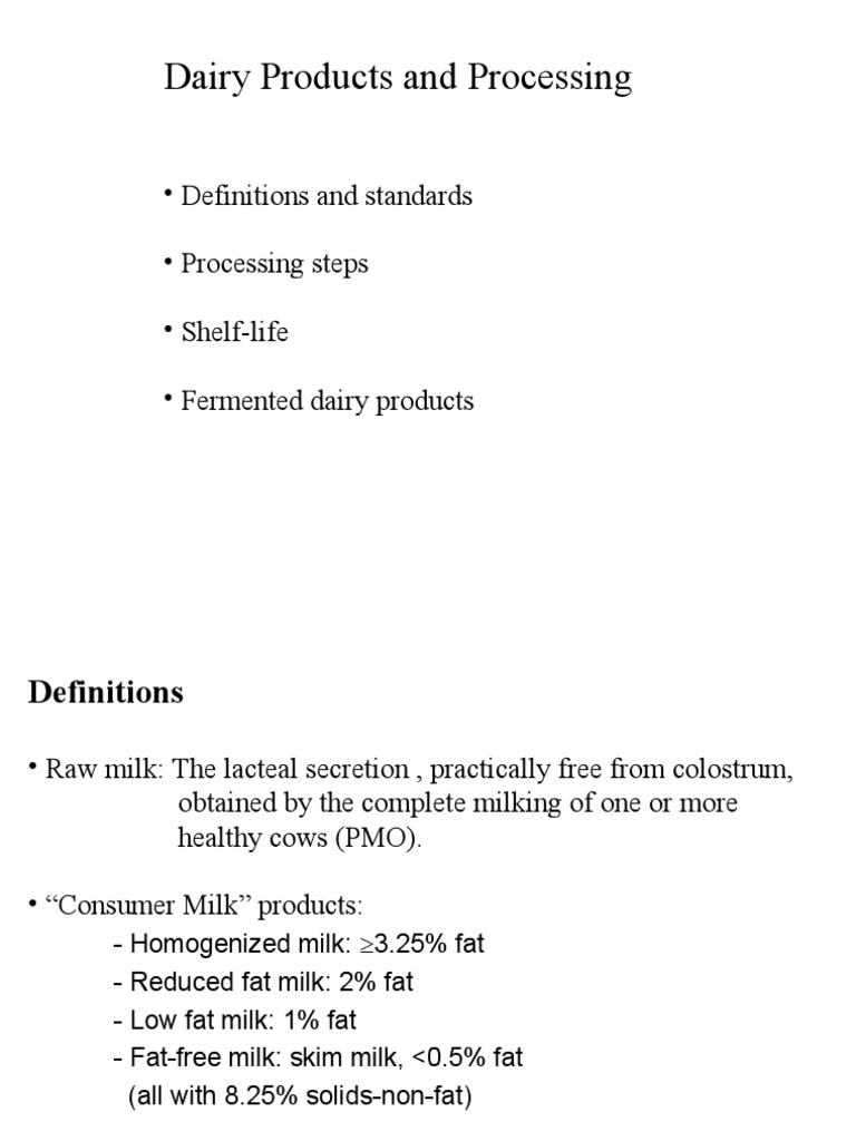 Definitions and Standards - Processing Steps - Shelf-Life - Fermented ...