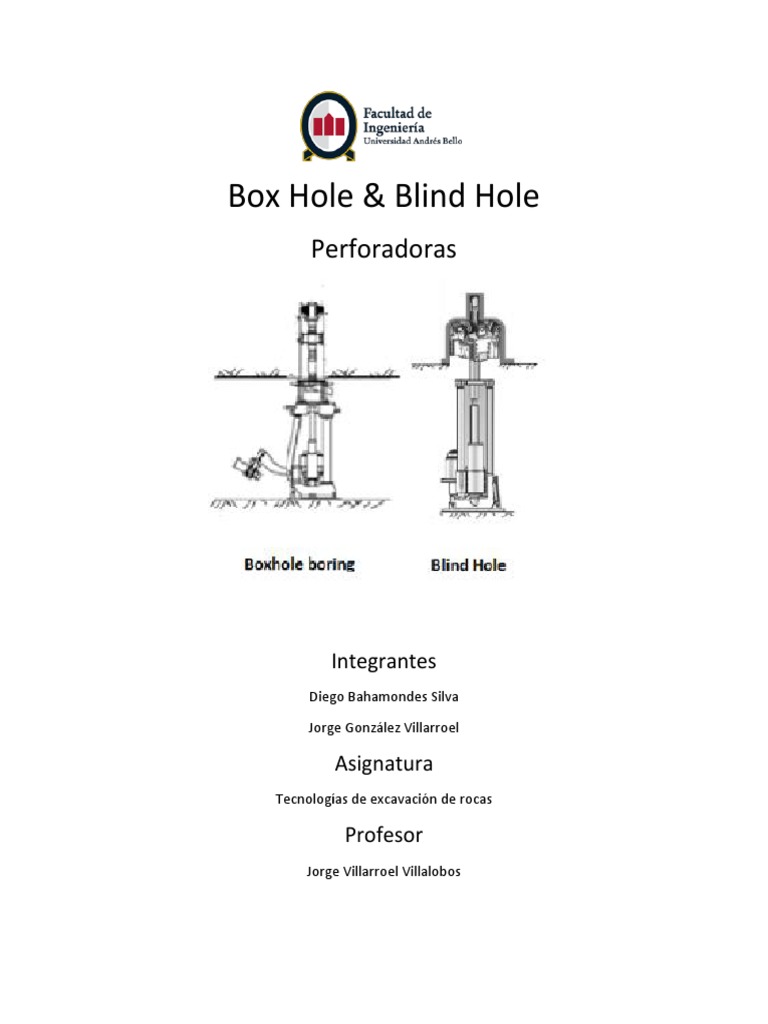 Métodos de Perforación: Box Hole y Blind Hole | PDF