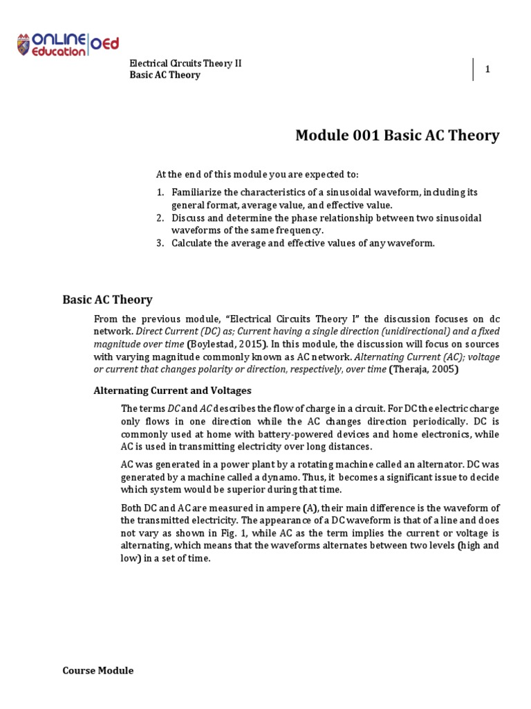 1 Basic AC Theory PDF | PDF | Direct Current | Alternating Current