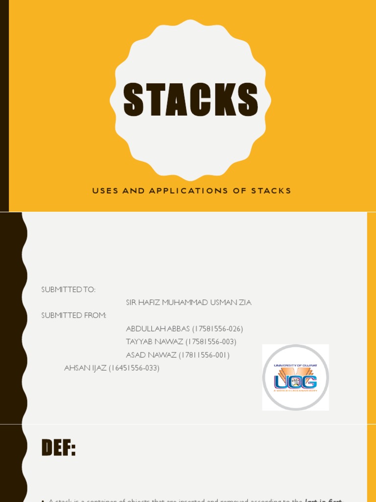 Stacks: Uses and Applications of Stacks | PDF | Teaching Mathematics | Algorithms And Data ...
