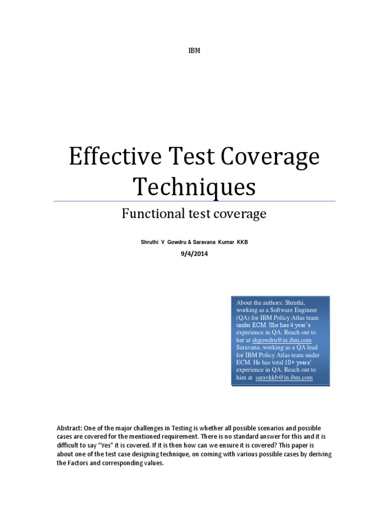 Functional Test Coverage Techniques | PDF | Software Testing | Matrix ...