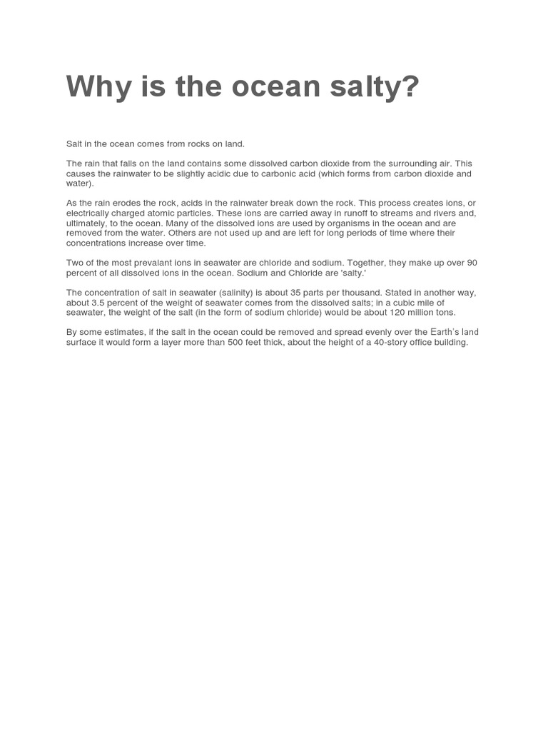 Why Is Ocean Water Salty? | PDF