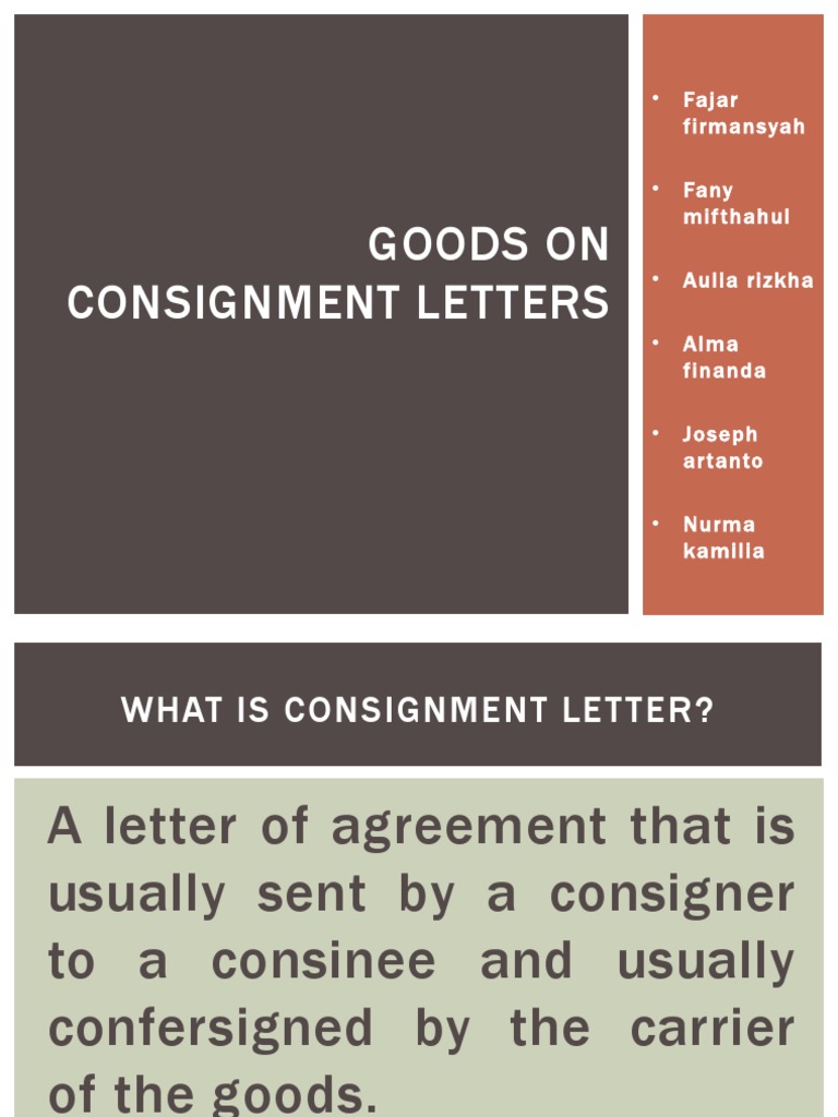 Consignment Letters | PDF