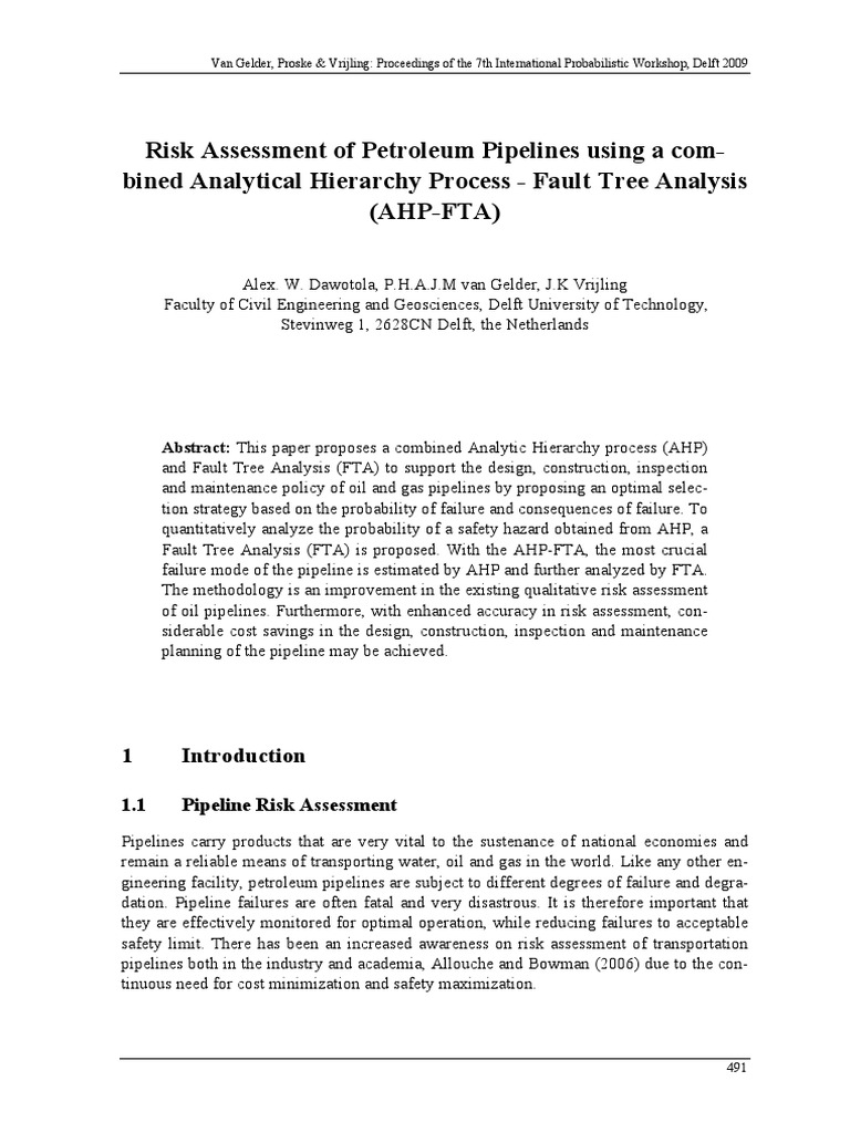 Risk Assessment of Petroleum Pipelines using AHP-FTA | PDF | Risk | Risk Assessment