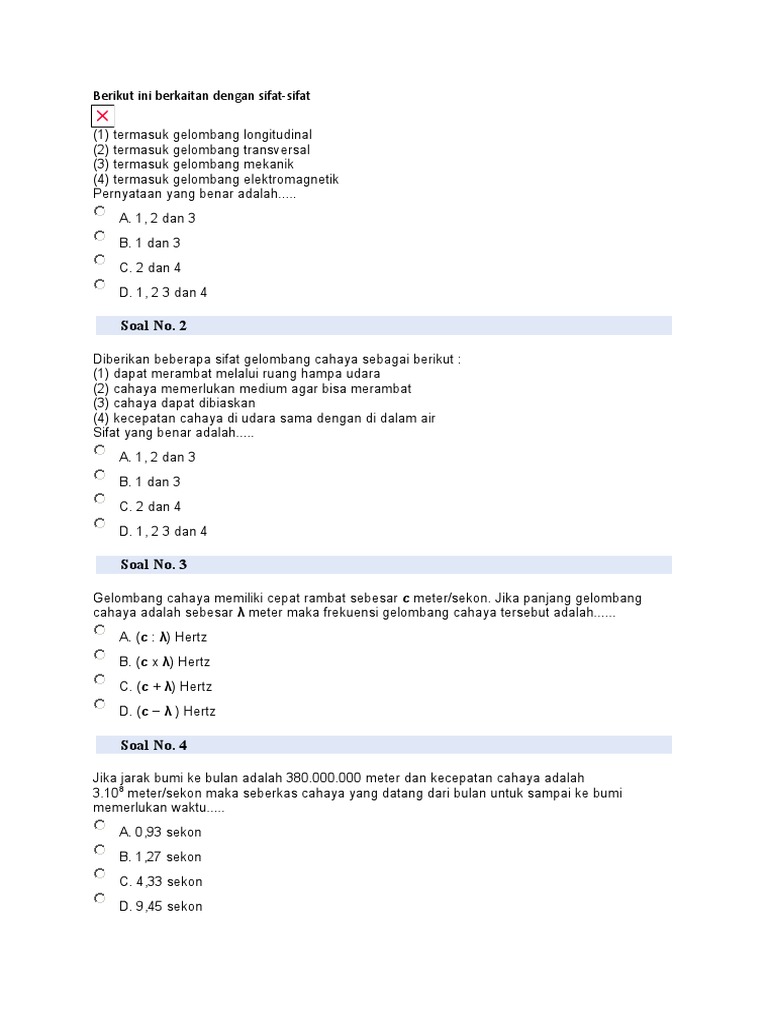 Bank Soal Optik | PDF