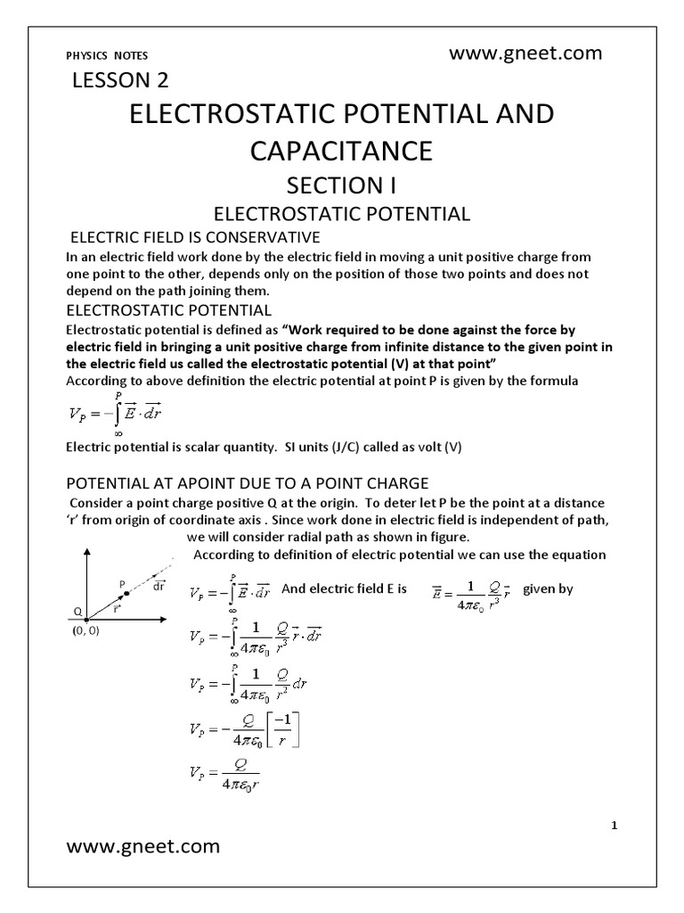 Electrostatic Potential and Capacitance | PDF | Dielectric | Capacitor