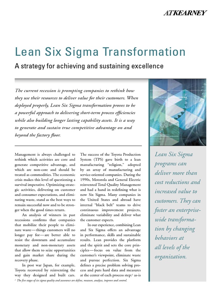 Lean Six Sigma Transformation: A Strategy For Achieving and Sustaining Excellence | Download ...