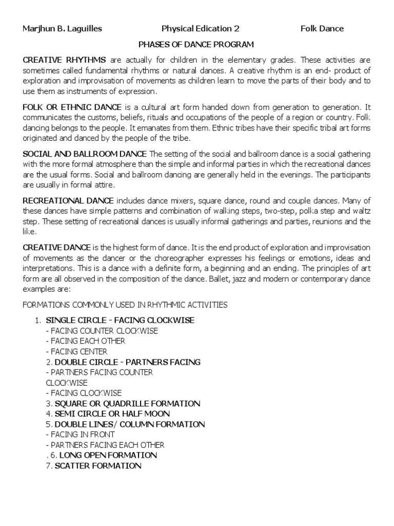 PE | PDF | Ballet | Dances