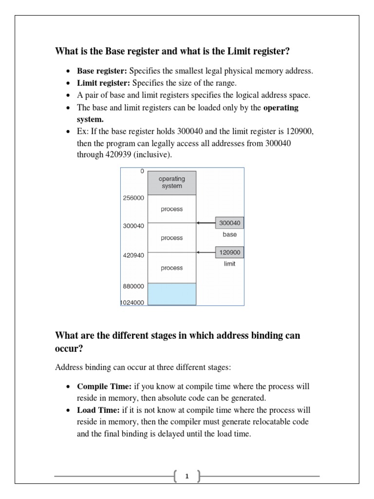 What Is The Base Register and What Is The Limit Register?: System | PDF ...