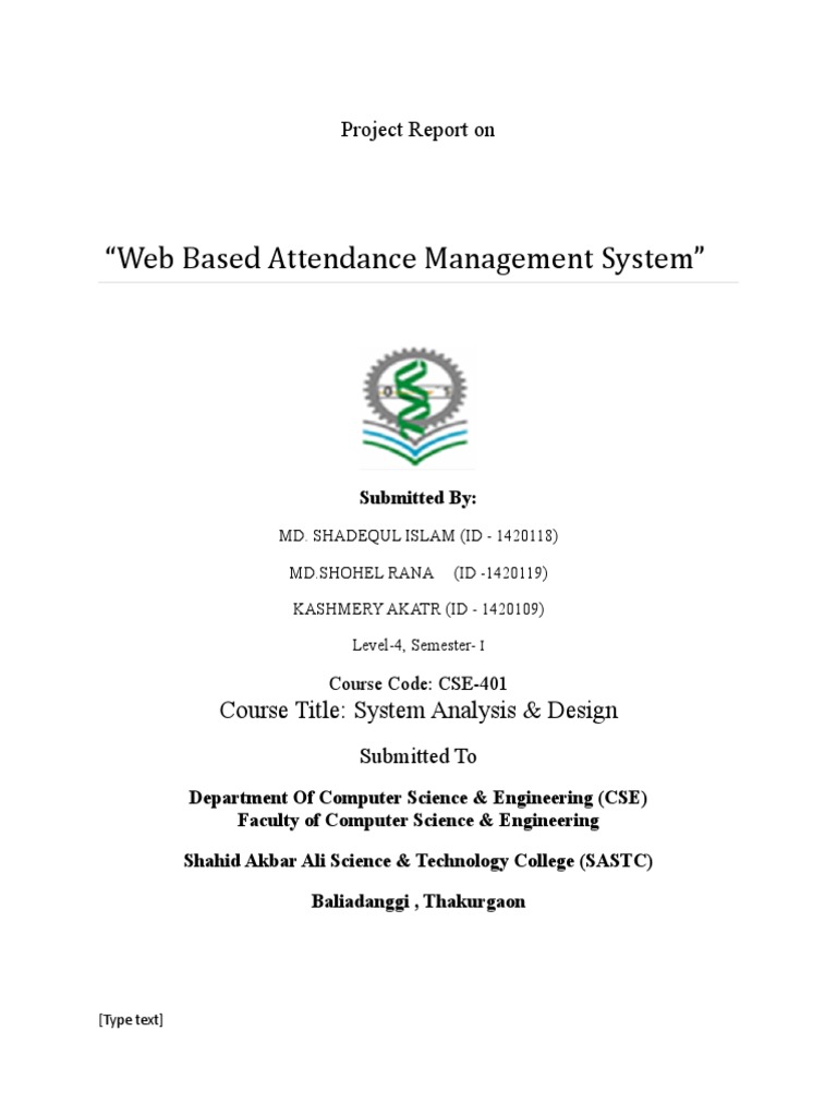 Web Based Attendance Management System Paper | PDF | Software Testing ...