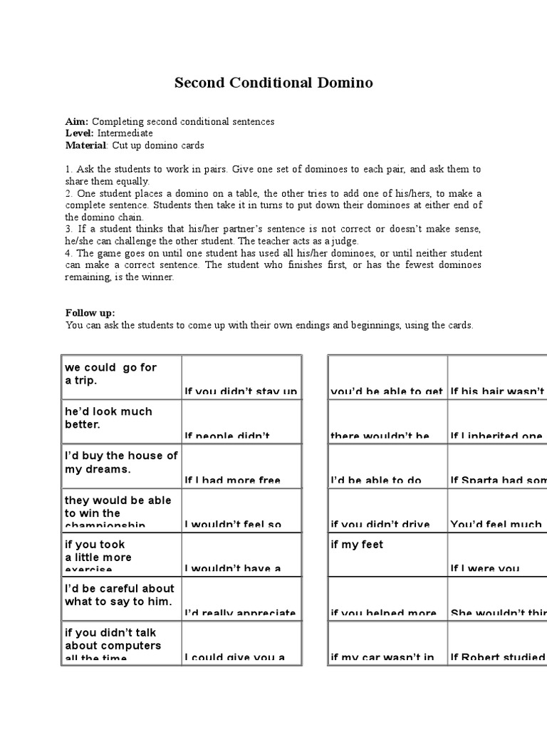 Second Conditional Domino Game Guide | PDF